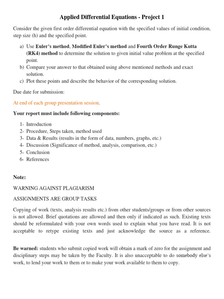 Euler Improved Euler RK4 Project | PDF | Algorithms | Differential Calculus