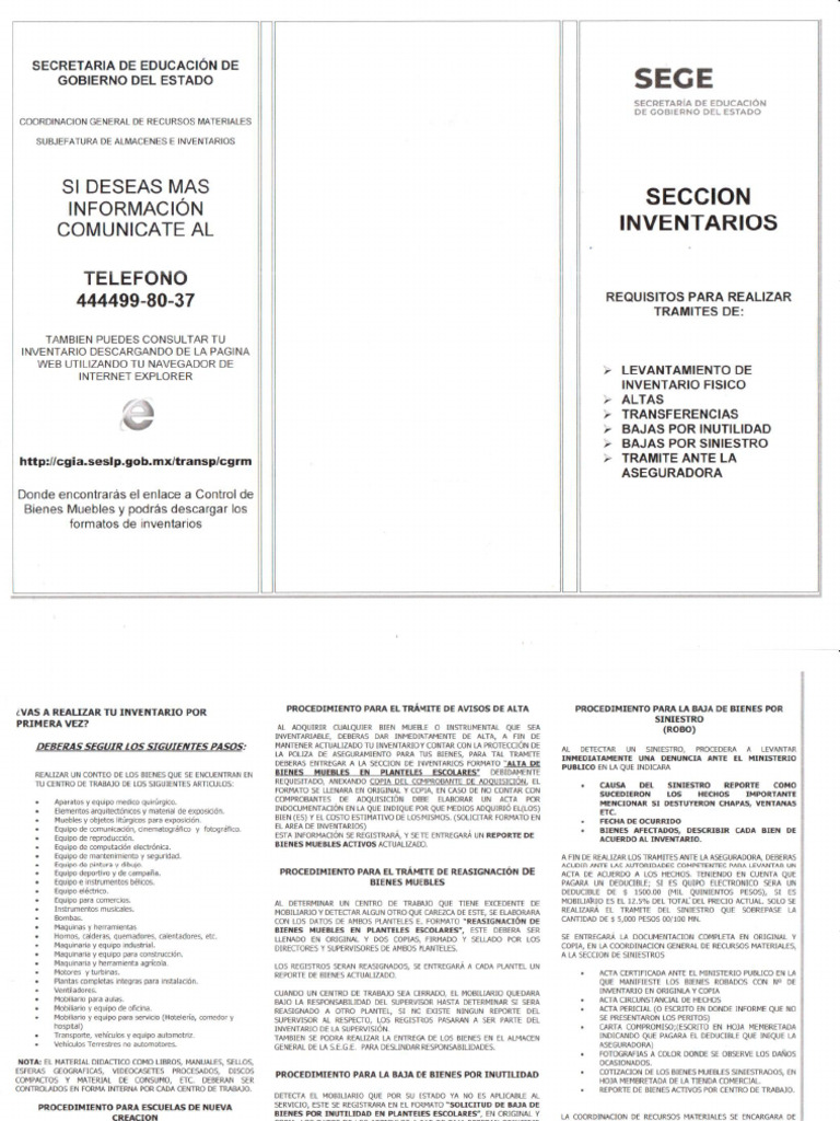 Tríptico Informativo Inventarios | PDF