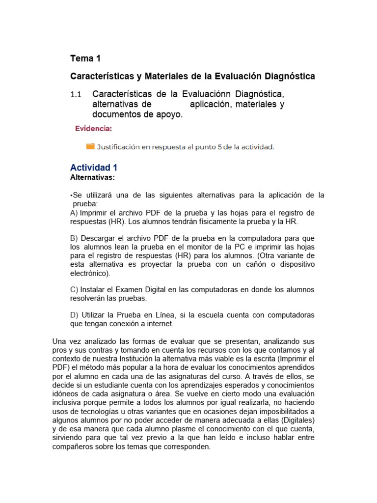Actividad Curso De Evaluacion Diagnostica Pdf Evaluación Archivo 2283