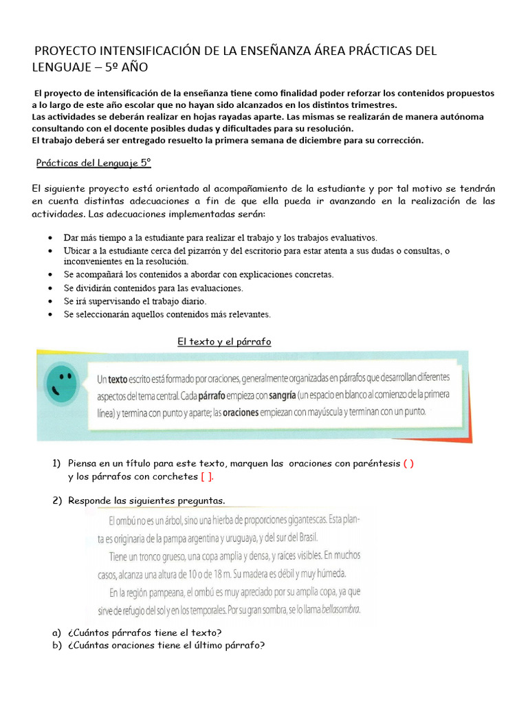 Intensificación de Prácticas del Lenguaje 5° | PDF | Lingüística