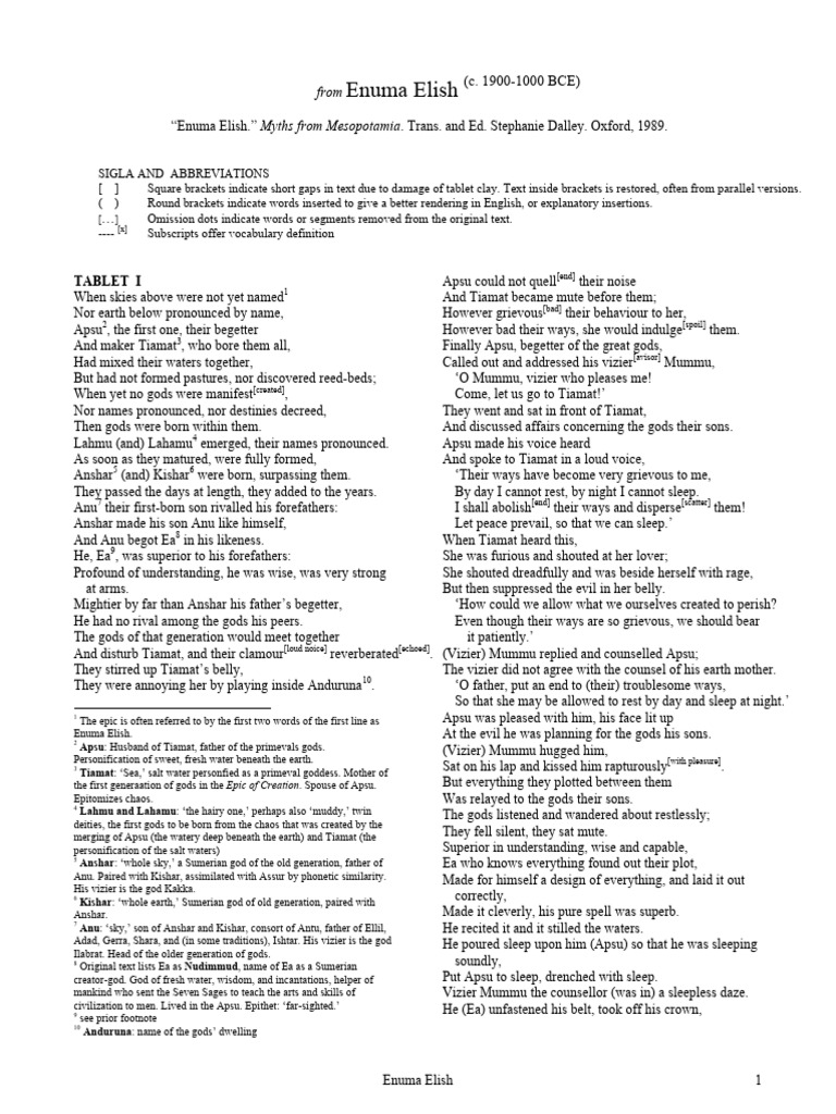 Enuma Elish | PDF | Comparative Mythology | Deities