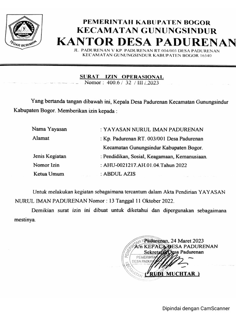 Ijin Operasional | PDF