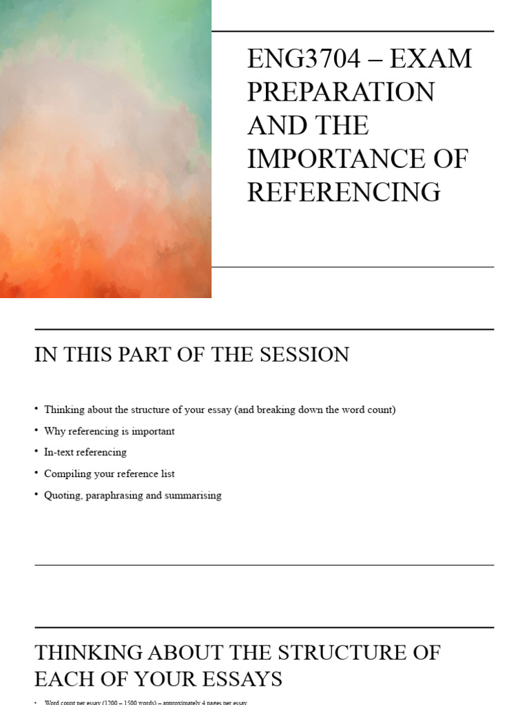 Referencing and Exam Preparations | PDF | Essays | Paragraph