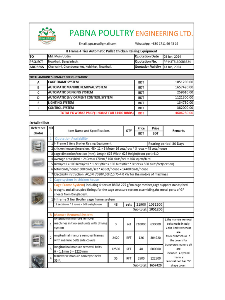 HT Broiler Cage Quotation. Air Expedition. | PDF | Poultry Farming | Manufactured Goods