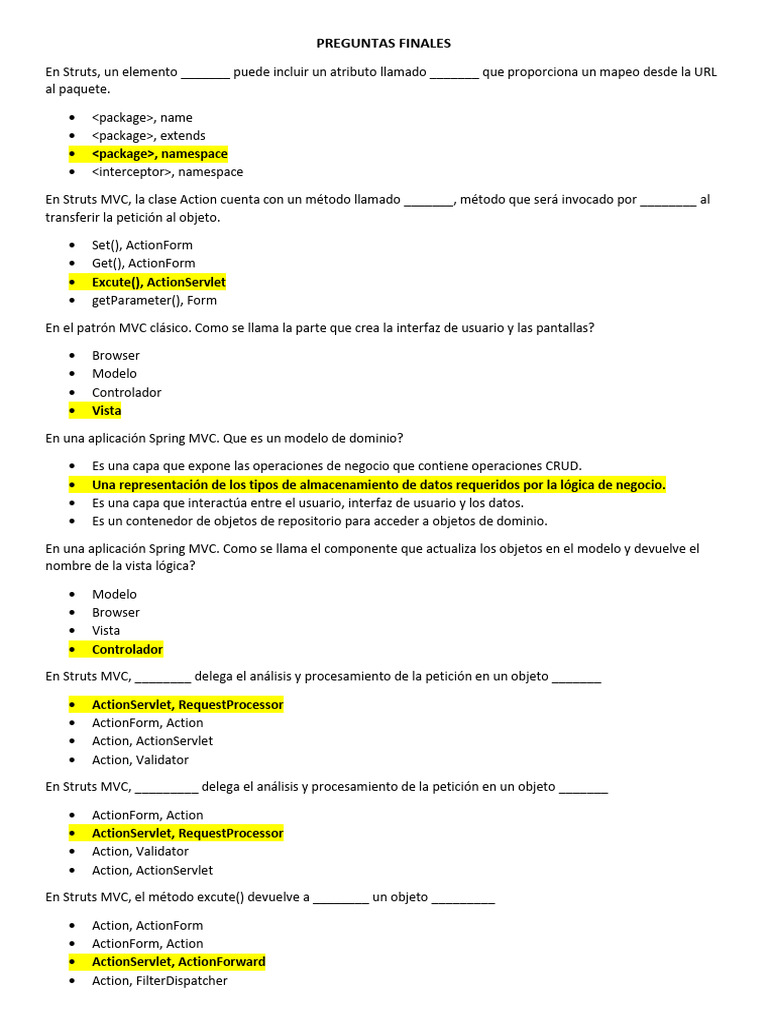 Preguntas - Programacion Web | PDF | Modelo – Vista – Controlador | Xml