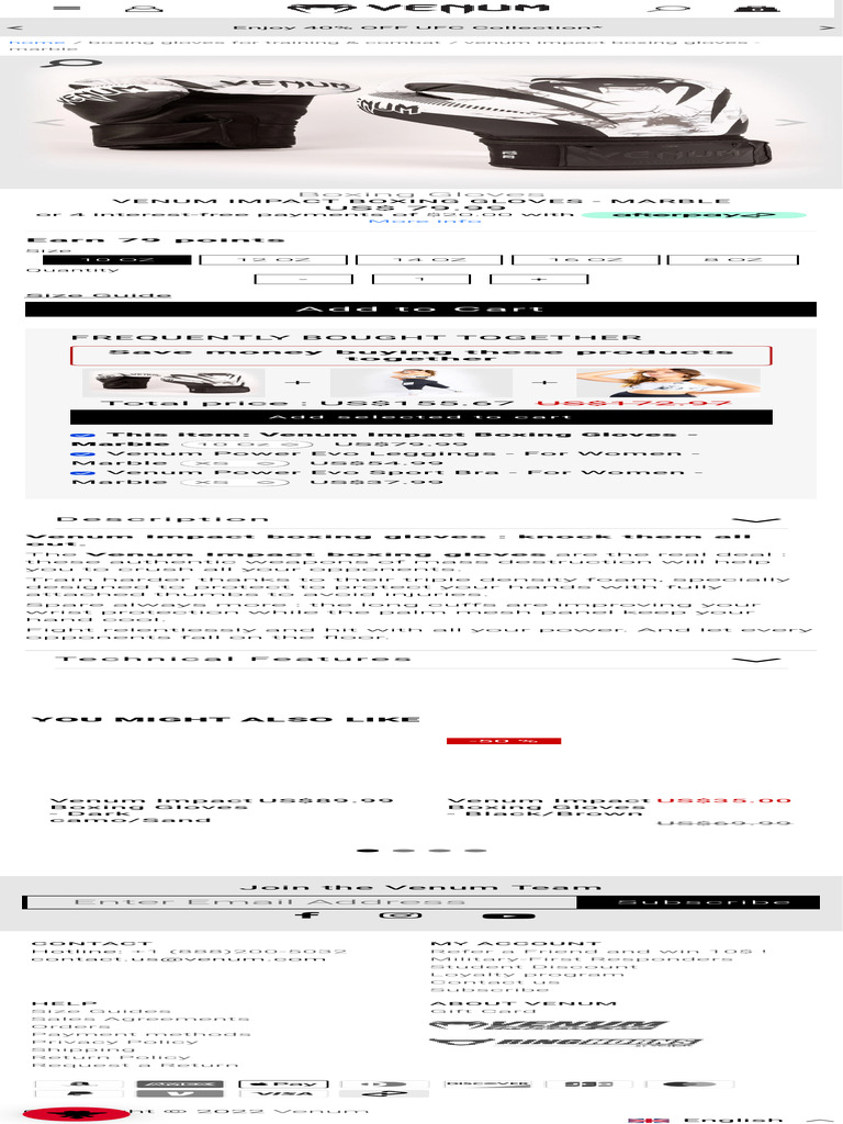 Venum Impact Boxing Gloves - Marble - Venum | PDF