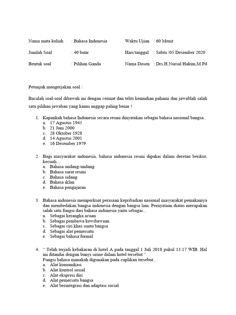 (Template) UTS 2020 UIN FIX 2 | PDF | Seni & Disiplin Bahasa
