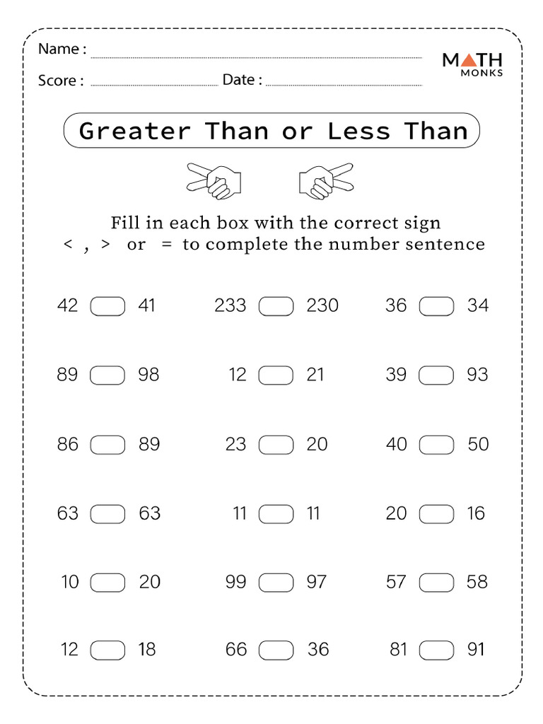 Greater-and-Less-Than-Signs-Practice-Worksheets | PDF