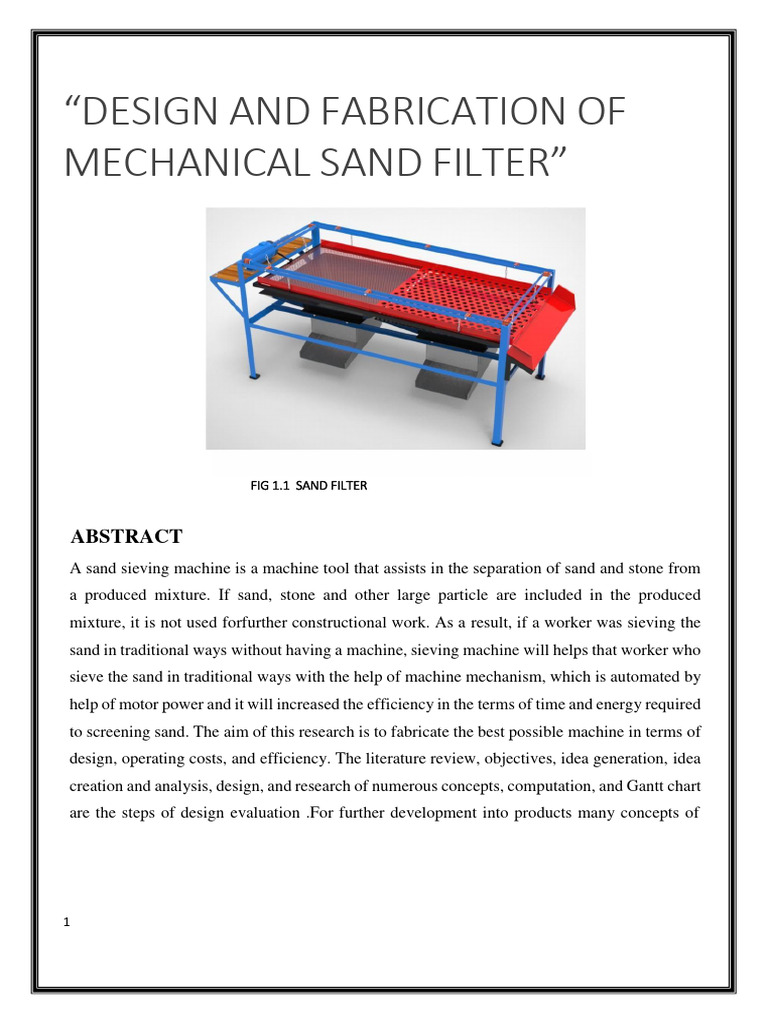 DESIGN AND FABRICATION OF MECHANICAL SAND FILTER (1) | Download Free ...