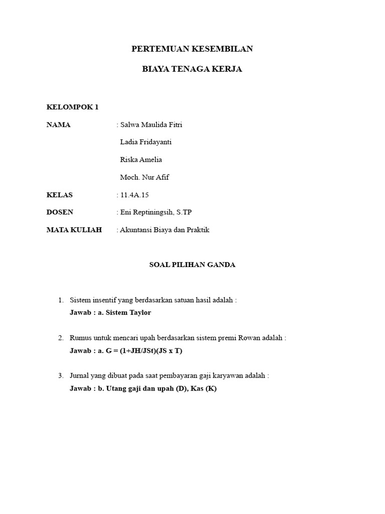 Akuntansi Biaya P9 | PDF