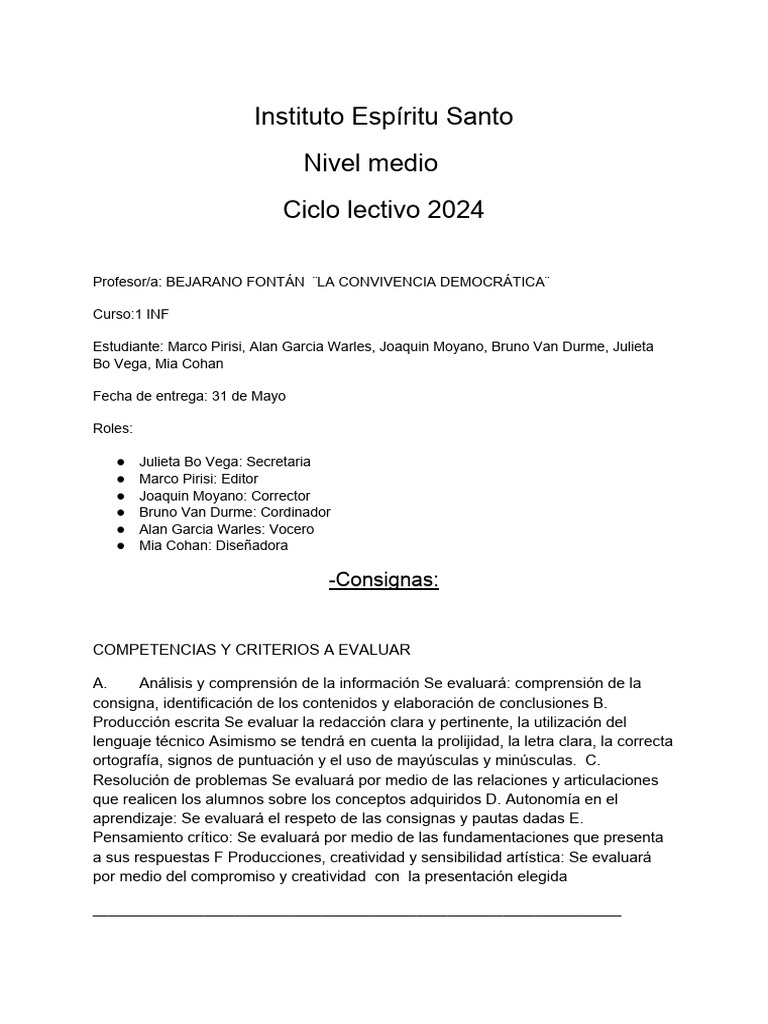 2024 1 Inf TP1 Grupo N°1 | PDF | Democracia | Ideologías políticas