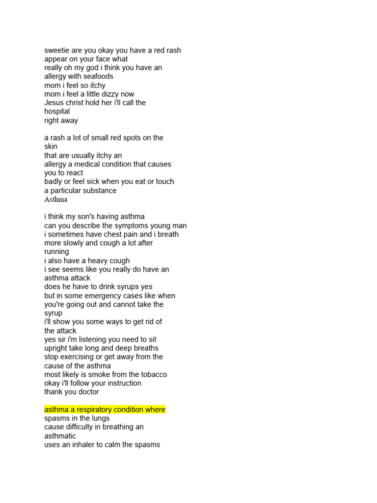 script | PDF | Asthma | Cough