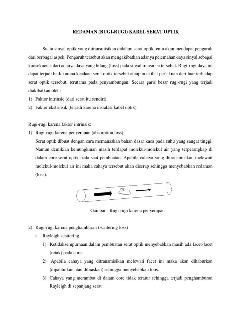 Rugi-Rugi Kabel Serat Optik: Penyebab dan Jenis | PDF
