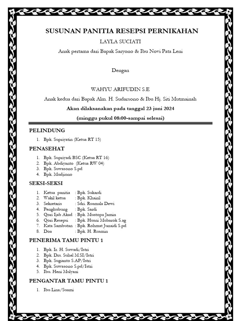 susunan resepsi terbaru[1] | PDF