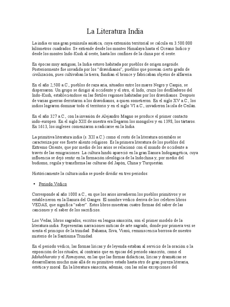 6-La Literatura India | Literatura india | Vedas
