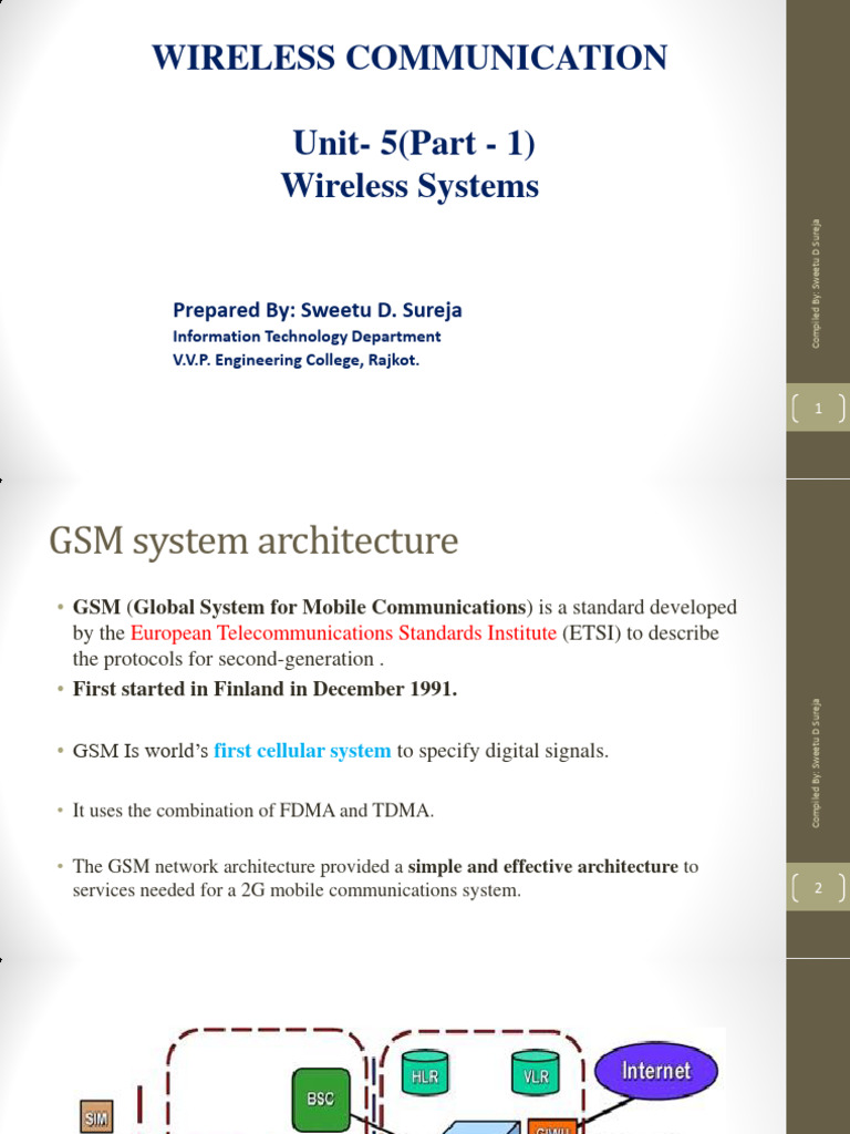 Unit-5 GSM wc | PDF | Data Transmission | Wireless