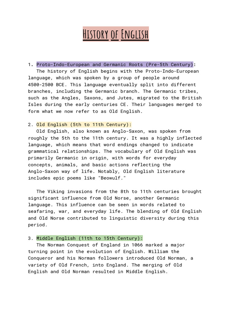 History of English | PDF | English Language | Languages