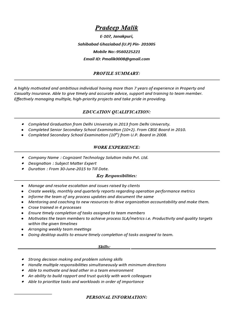 Pradeep - Malik2 New Resume | PDF