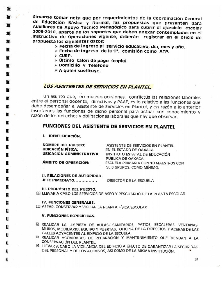Funciones Del Asistente de Servicios Del Plantel | PDF