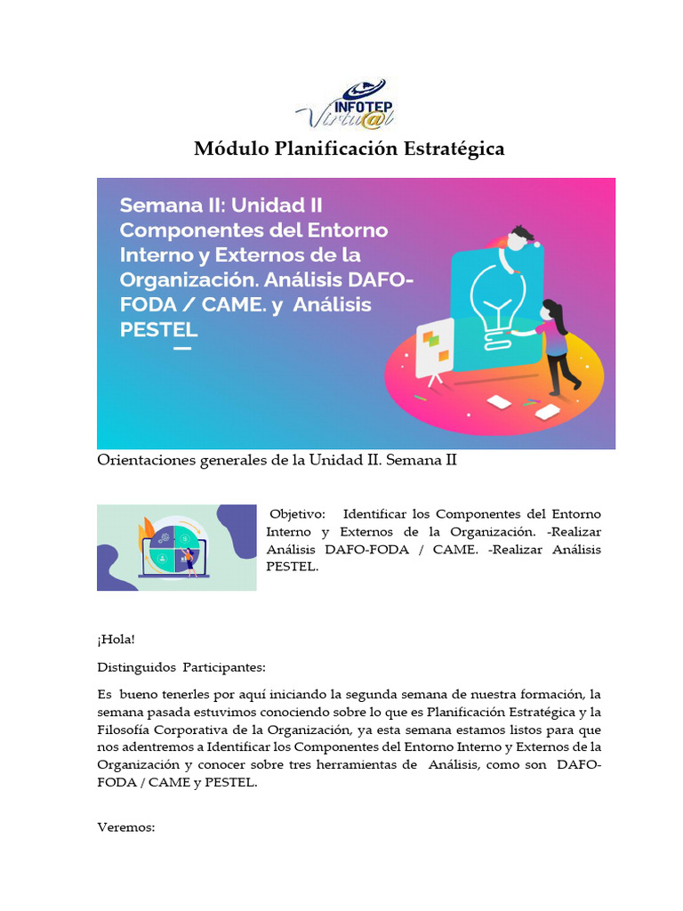 Orientaciones Generales de La Unidad II. Semana II | PDF | Planificación estratégica