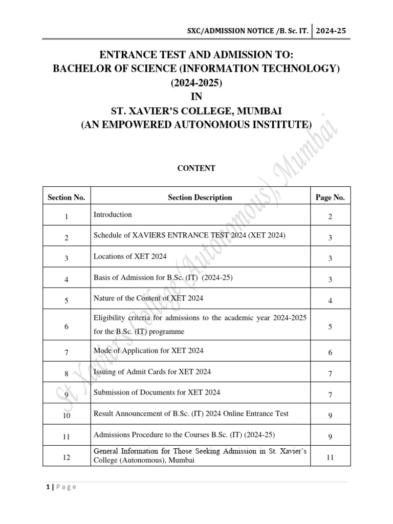 BSC IT Admission Notice 2024-25 | PDF | University And College ...