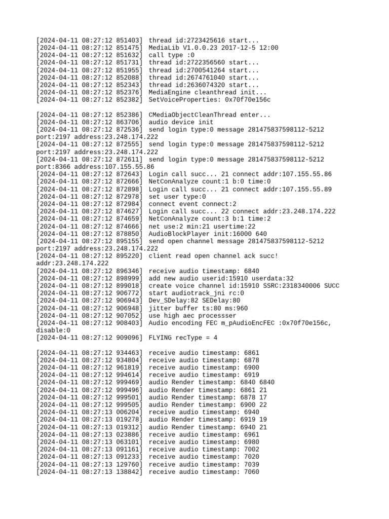 2024 04 11 - Log | PDF | Computer Networking | Data Transmission