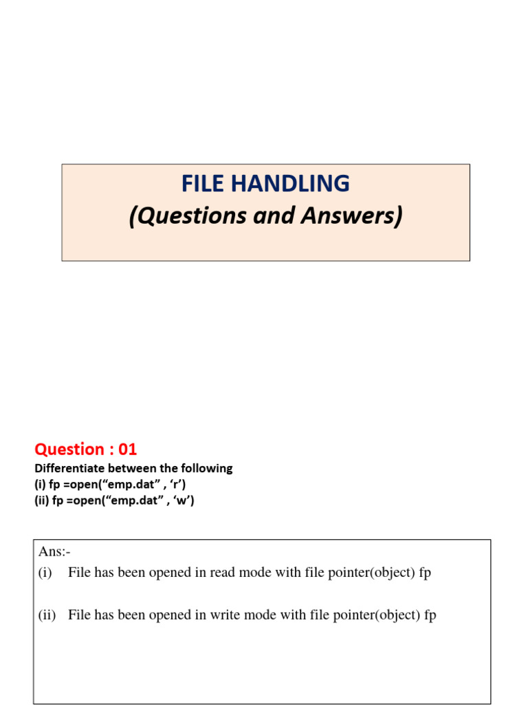 File Handlingquestions and Answers | PDF | Text File | Software Development