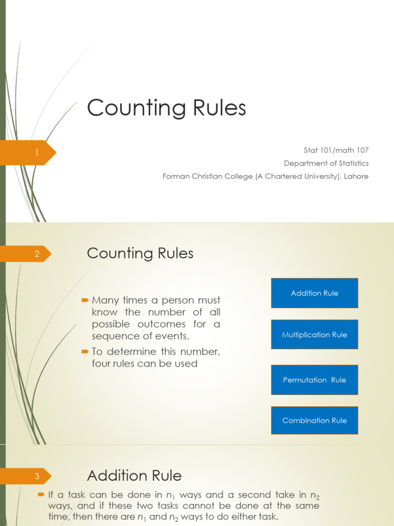 Counting Rules | PDF | Permutation | Sausage