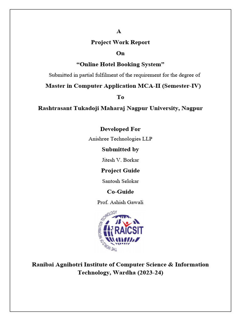 Online Hotel Booking System Report | PDF | Software Testing | World ...