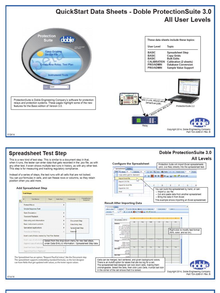 QuickStart Data Sheets - Doble Protection Suite 3.0 | Download Free PDF | Spreadsheet ...