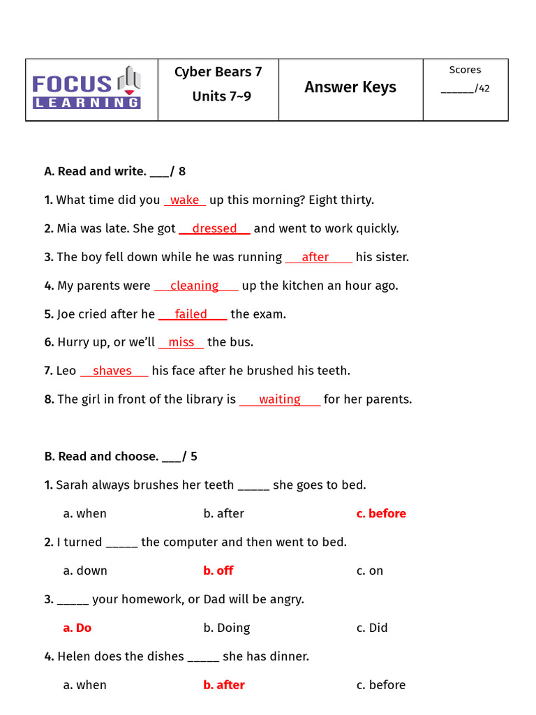 Monthly Test 3 - Answer Keys | PDF