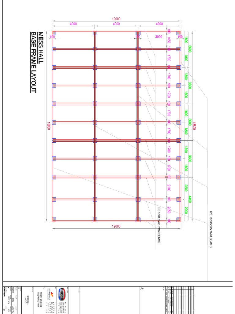 MESS HALL BASE FRAME LAYOUT-230524 | PDF