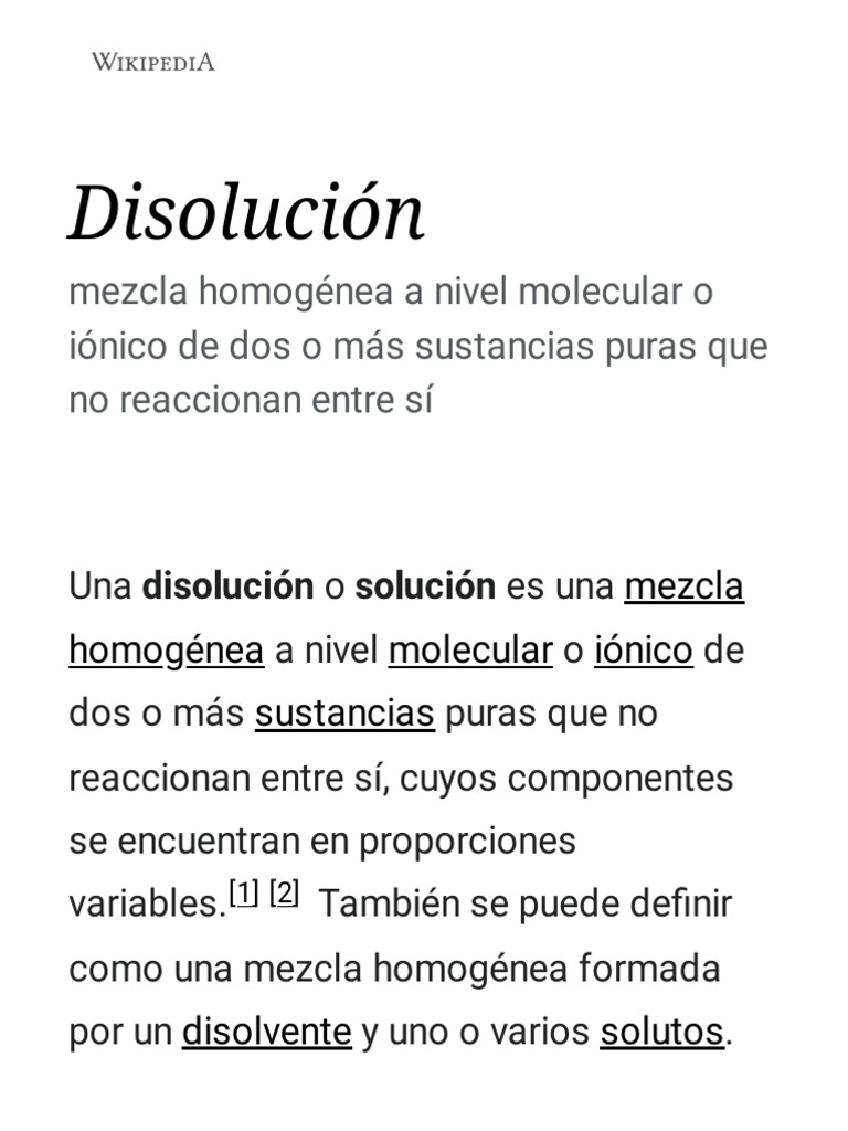 Disolución - Wikipedia, La Enciclopedia Libre | PDF | Concentración ...