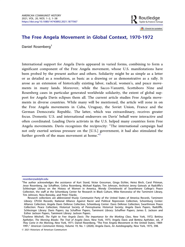 Rosenberg - The Free Angela Movement in Global Context, 1970-1972 | PDF ...