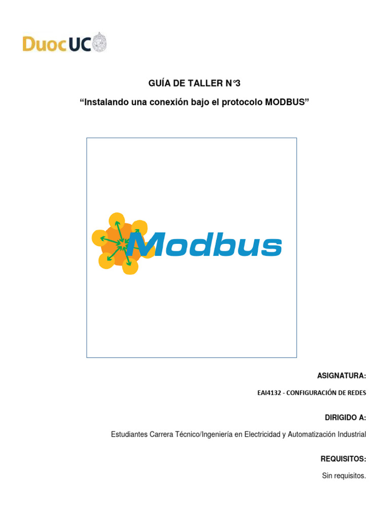 1.2.5 Guía Taller Instalando Conexión Bajo El Protocolo MODBUS | PDF | Laboratorios | Red de ...
