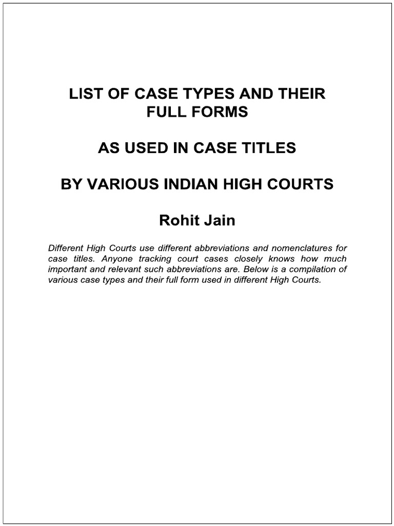 High Court Case Types | PDF
