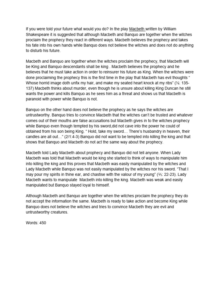 Macbeth Lit Essay Draft | PDF | Macbeth