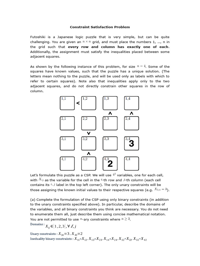 Khawla Ghandali 21170906homework3-Constrained Satisfaction Problems | PDF | Inequality ...