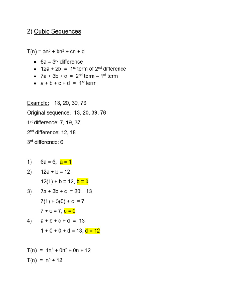 Cubic Sequences | PDF