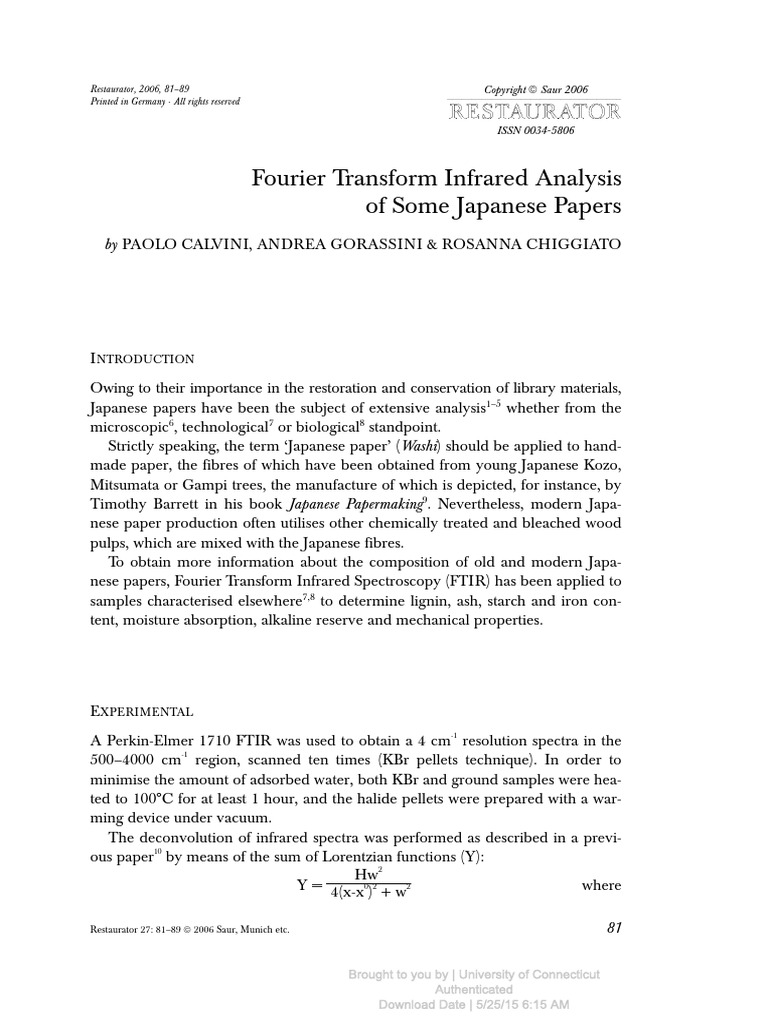 2006 Espectros IR | PDF | Paper | Absorption Spectroscopy