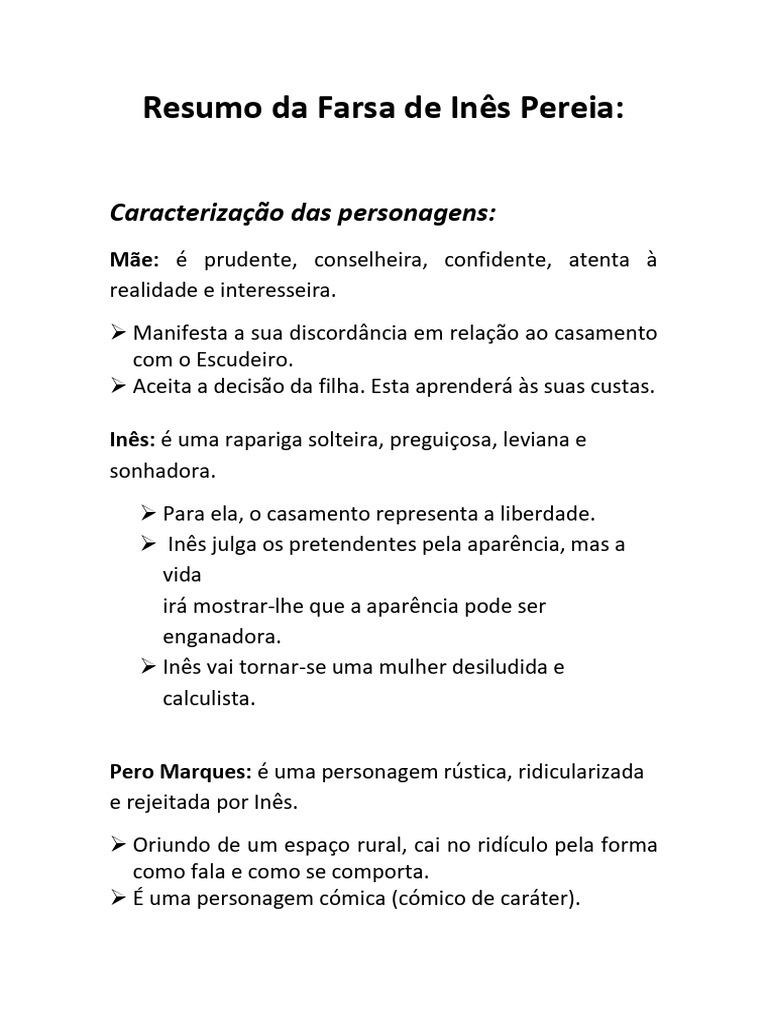 Análise da Farsa de Inês Pereia | PDF | Casamento