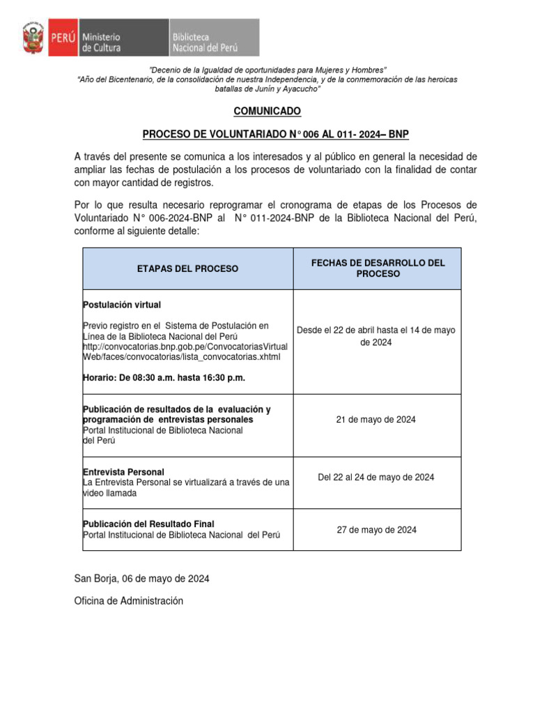 Comunicado + Proceso | PDF | Perú