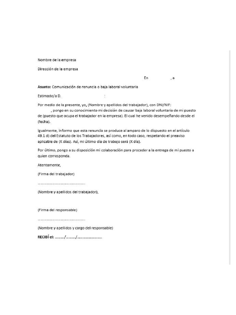 Modelo-carta-renuncia-preaviso | PDF