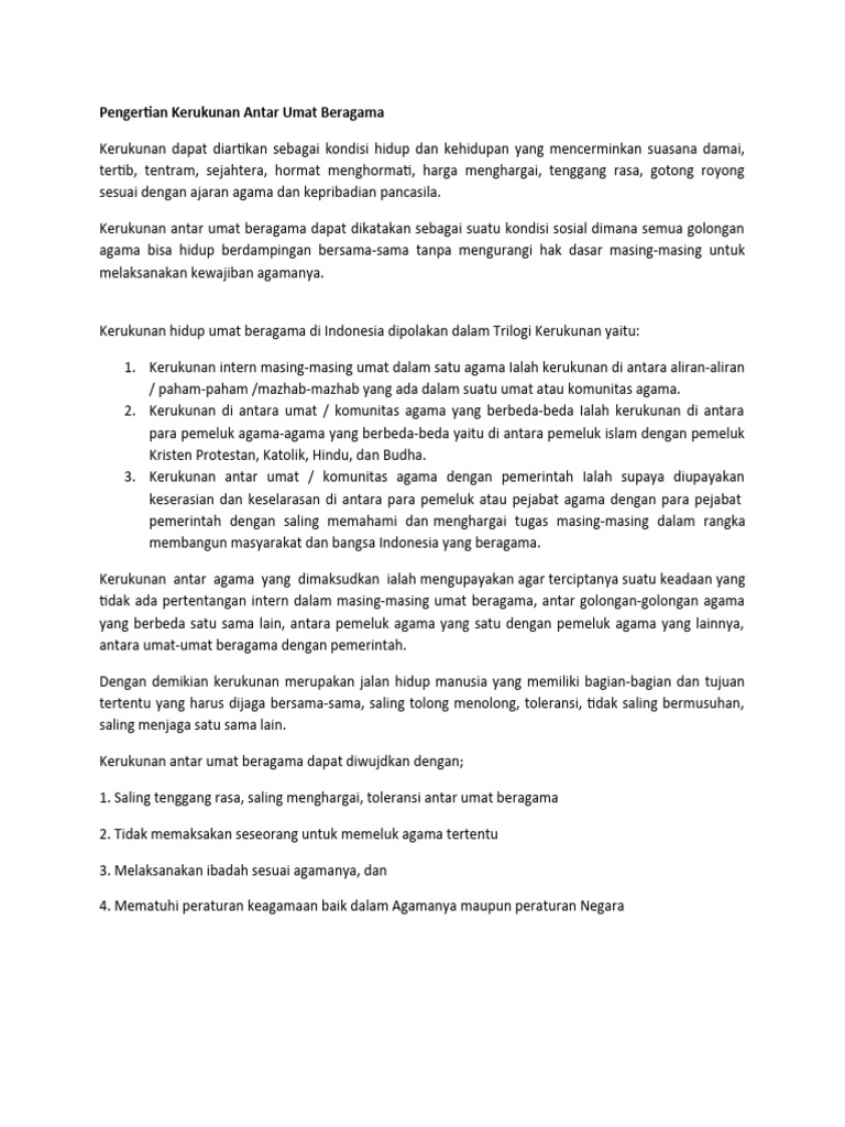 Kerukunan Antar Umat Beragama | PDF