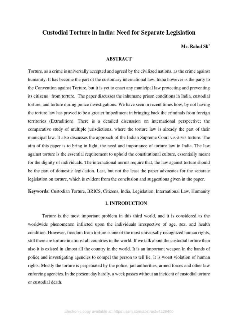 Ssrn Id4226400 Torture Pdf Torture Arrest