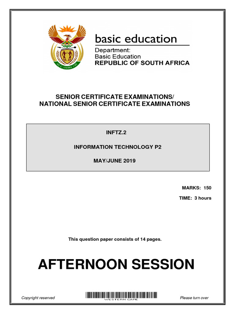 Information Technology P2 May-June 2019 Eng | PDF | Information Technology | Computer Network