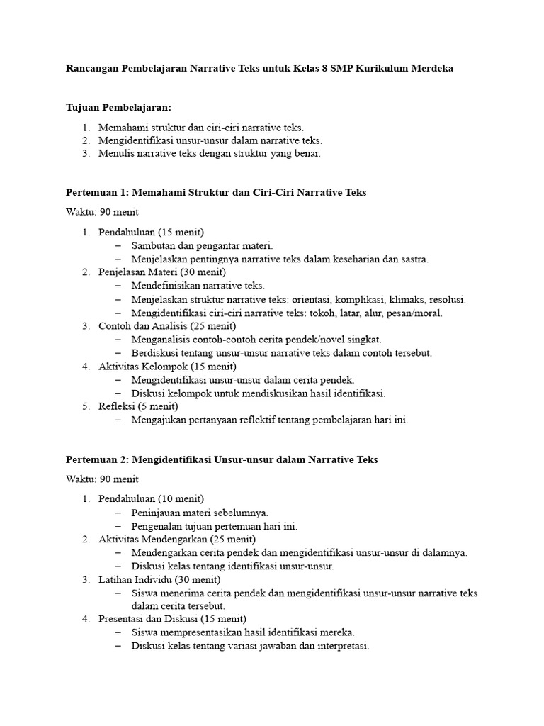 RPP - Narrative Teks | PDF