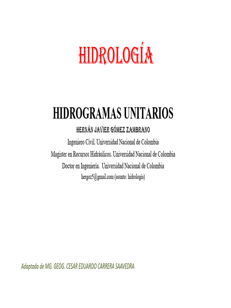 Clase 22 Hidrogramas Unitarios | Descargar gratis PDF | Ciencia medioambiental | Ingeniería ...