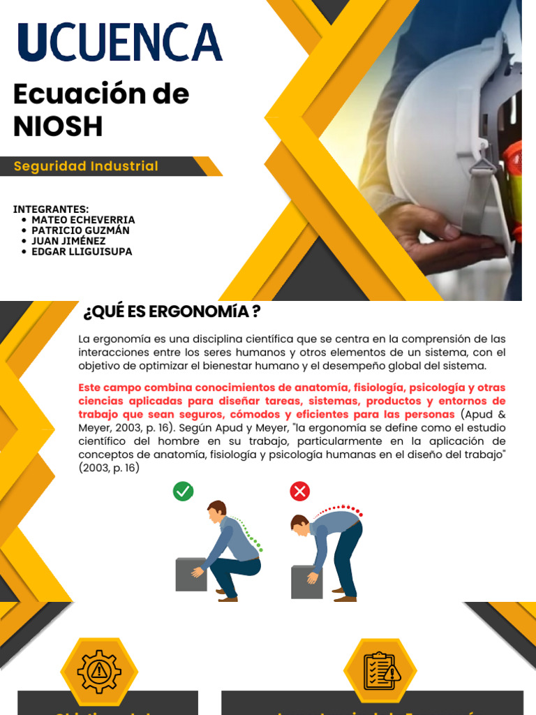 Ecuación de NIOSH | Descargar gratis PDF | Factores humanos y ergonomía