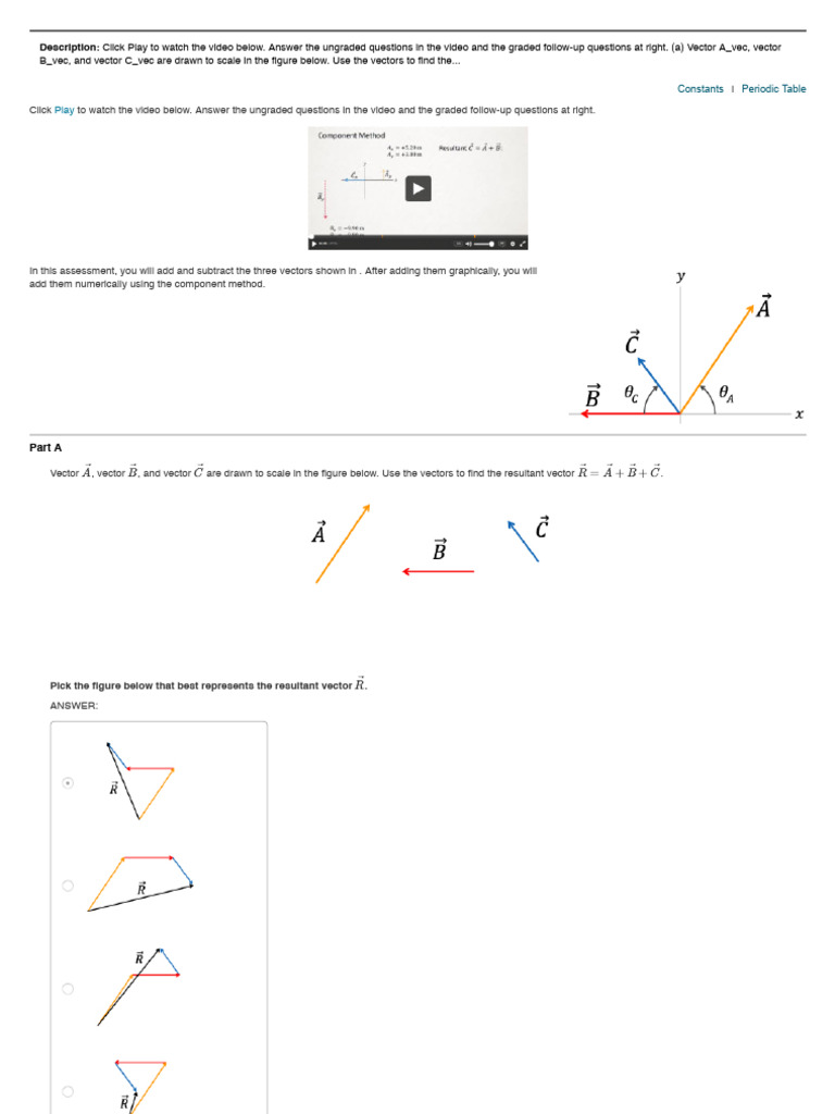 MasteringPhysics Quantitative Prelecture Video Vector Addition | PDF | Euclidean Vector | Mechanics